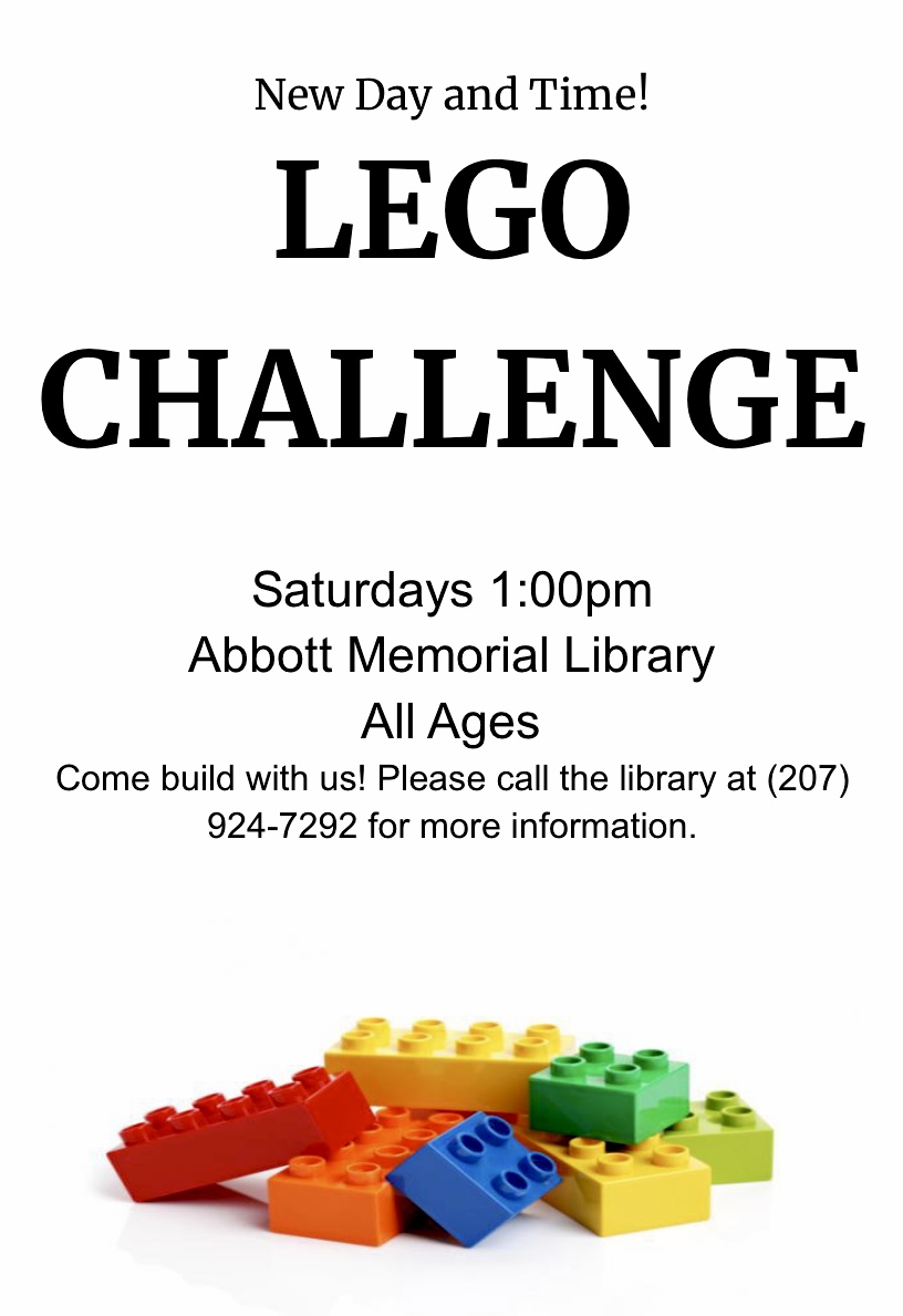 New Day/Time for Lego Challenge – Abbott Memorial Library