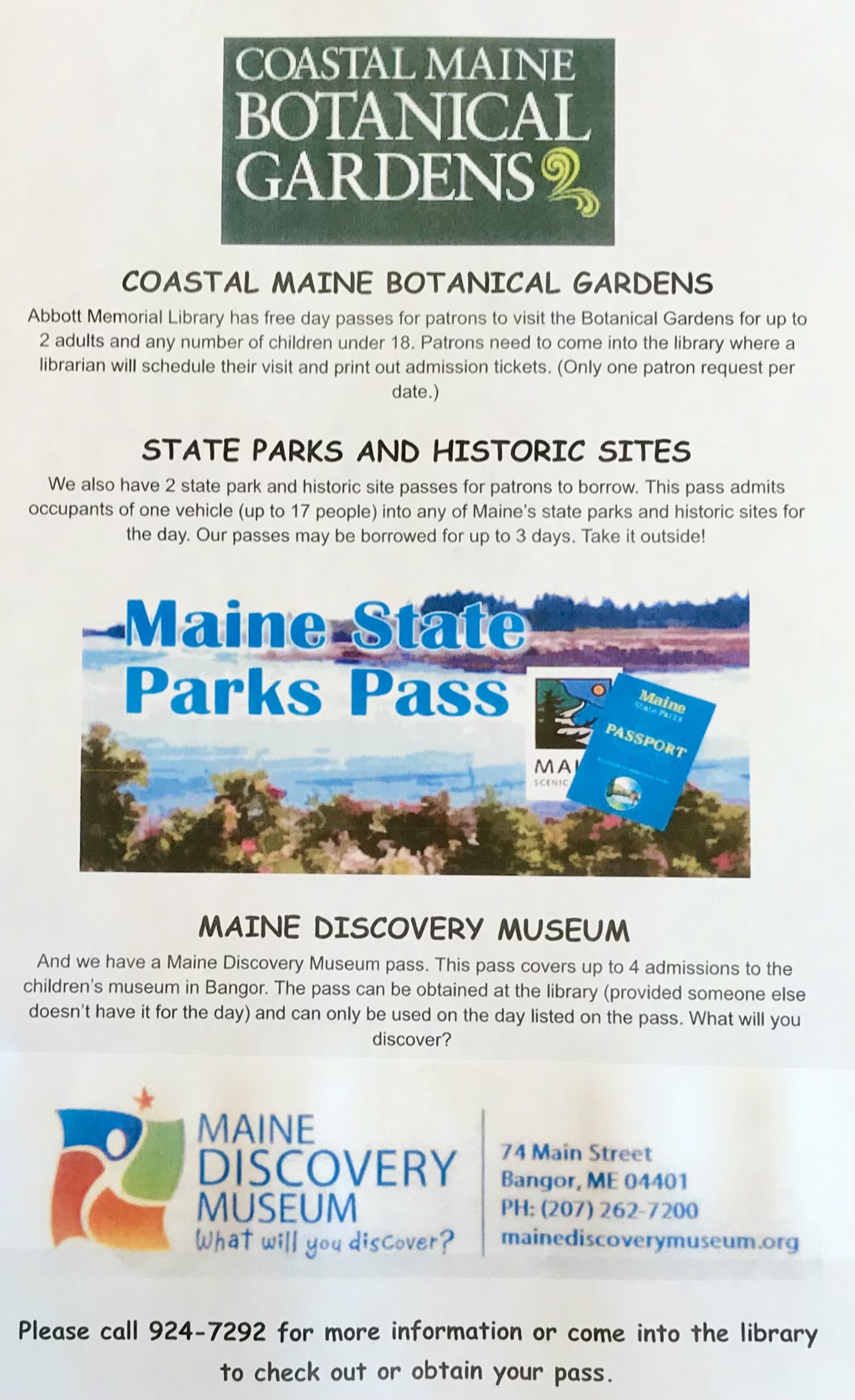 Make Memories with Free Passes – Abbott Memorial Library