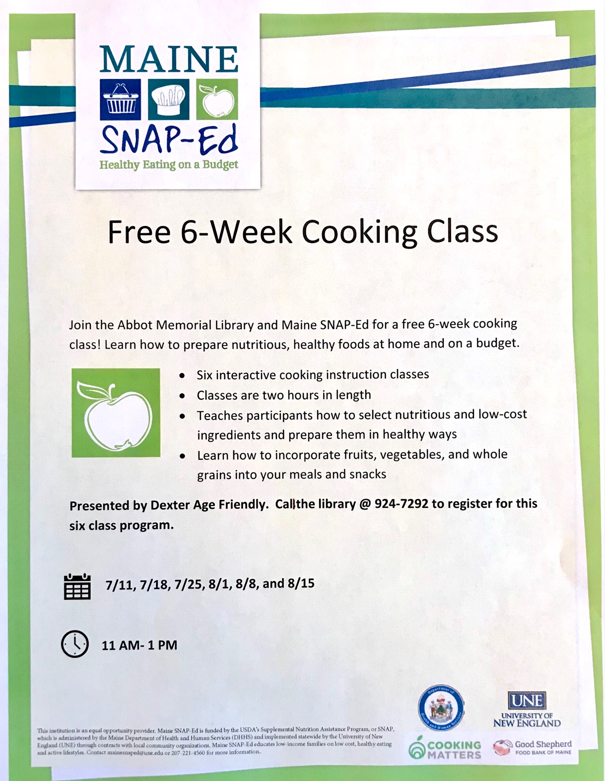 Maine SNAP-Ed Cooking Classes with Dexter Age Friendly – Abbott ...
