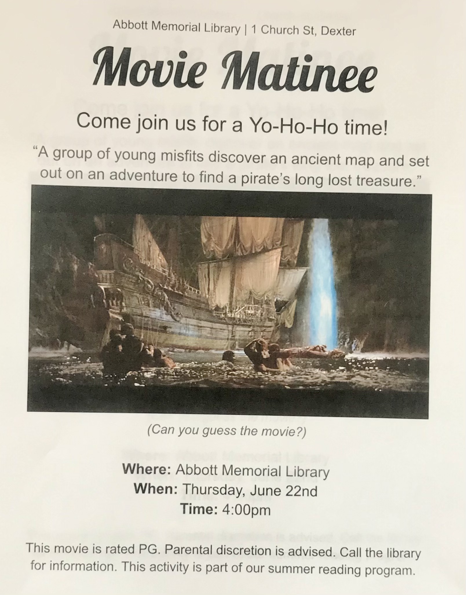 Upcoming Activity: Movie Matinee – Abbott Memorial Library