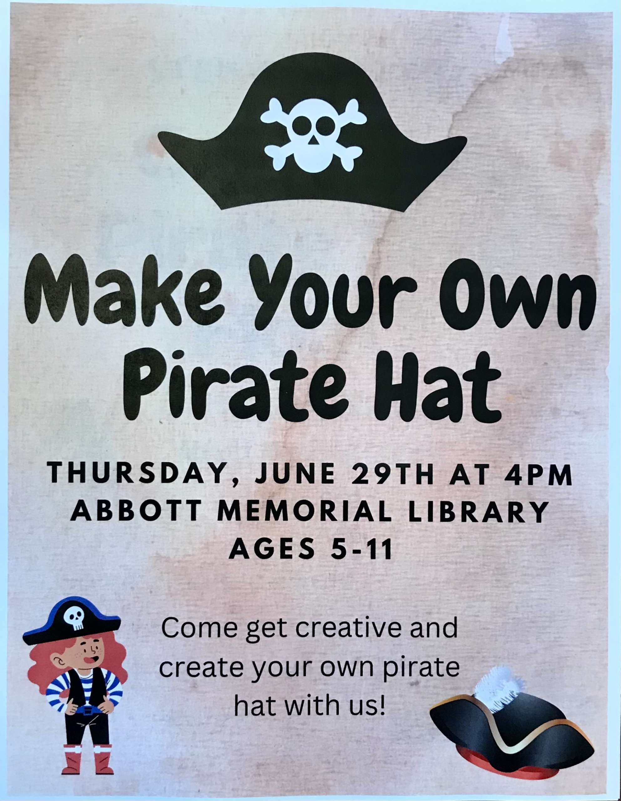 Upcoming Activity: Make Pirate Hats – Abbott Memorial Library