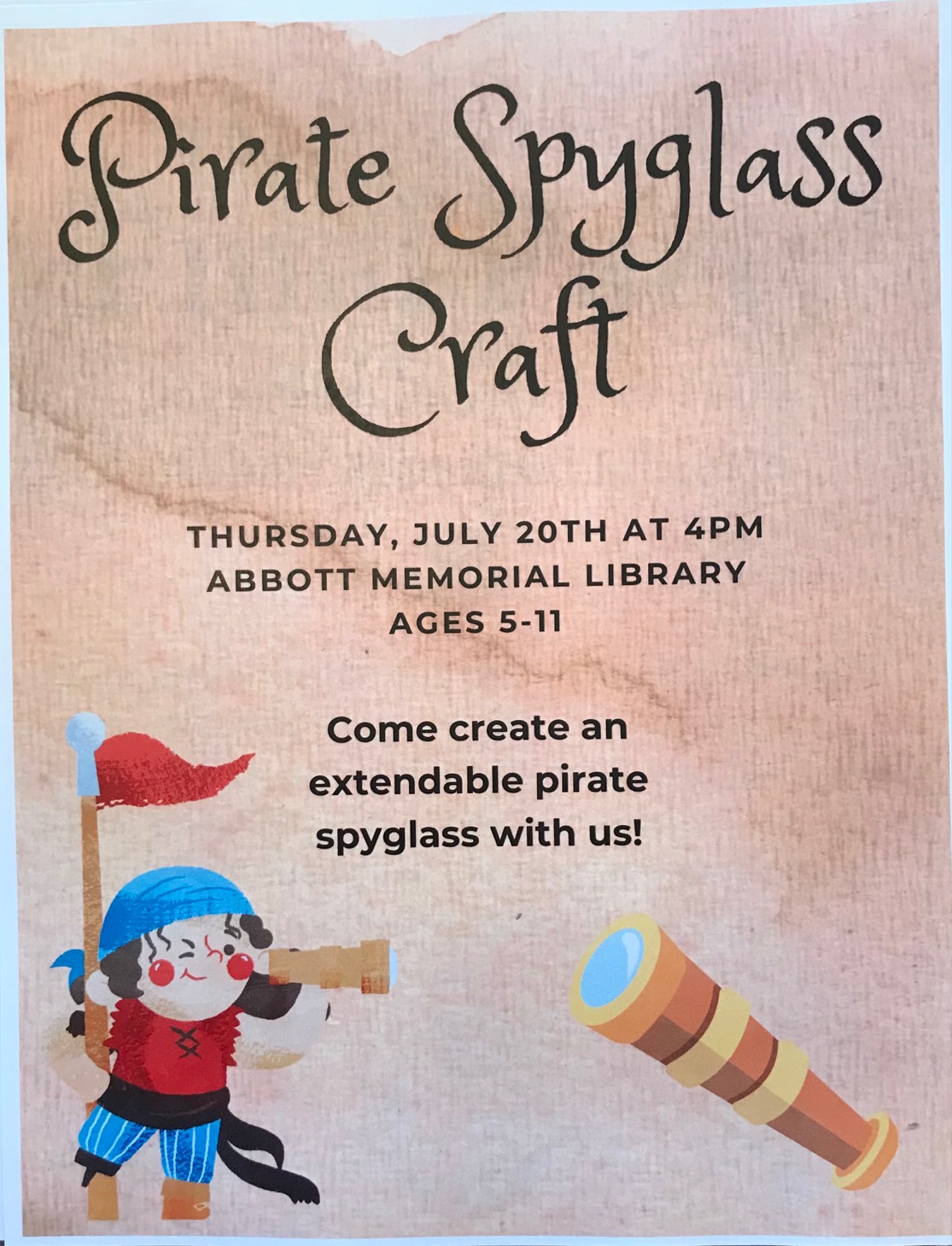 Upcoming Event: Pirate Spyglass Craft – Abbott Memorial Library