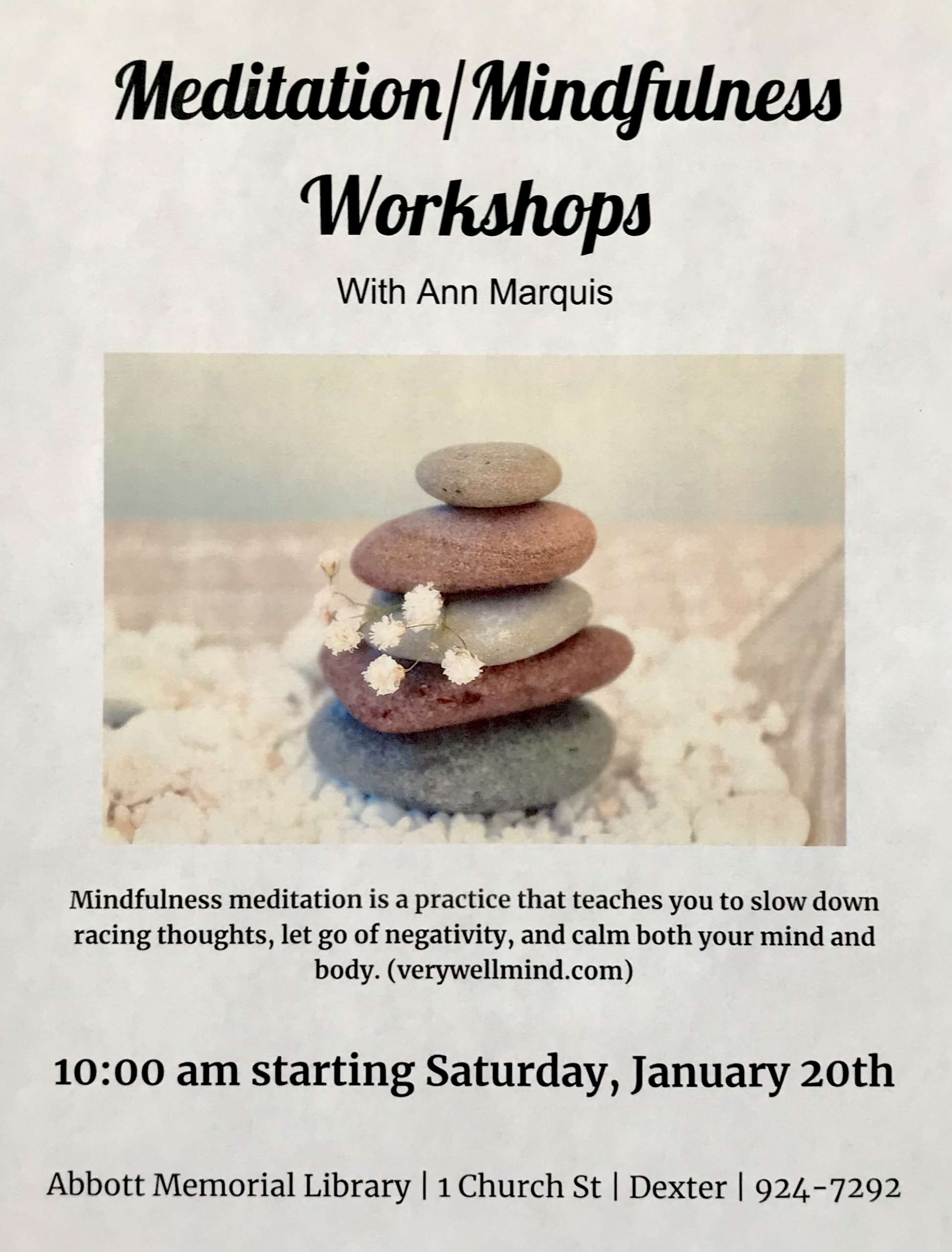 Upcoming: Meditation/Mindfulness Workshops – Abbott Memorial Library